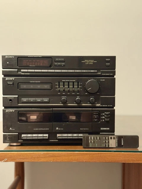 VINTAGE SONY LBT-D105 Hi Fi Stereo Double Deck Receiver System WORKING ...