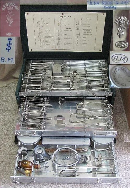 WW2 GERMAN WEHRMACHT Medical Complete Surgical Instruments Set Aesculap ...