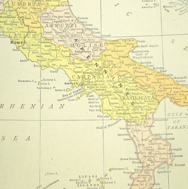 VINTAGE MAP OF ITALY Wall Art Decor Sicily Sardinia Original Antique ...