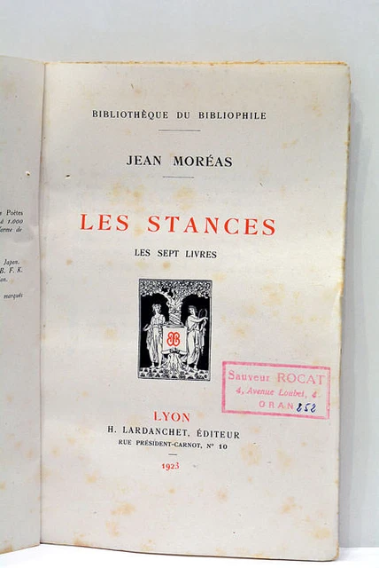 LIVRE ANCIEN MORÉAS Les Stances Les Sept Livres Numéroté Papier De ...