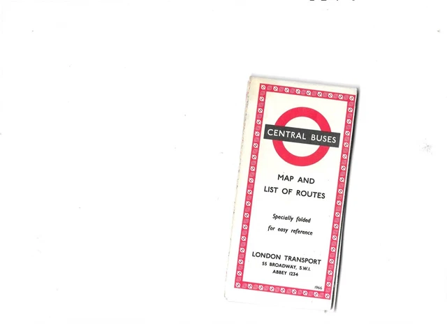 LONDON TRANSPORT CENTRAL Buses Map And List Of Routes 1966 £5.00 ...