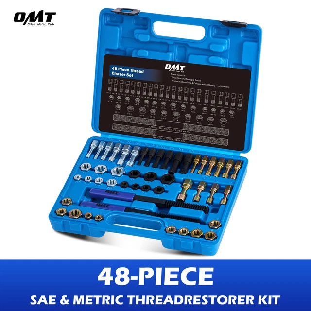 OMT 48PC THREAD Chaser Set Metric UNC UNF Rethreading Kit Thread ...