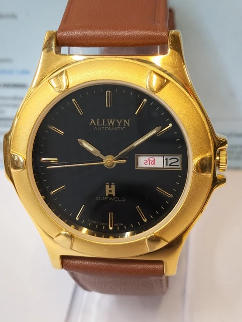 ALLWYN 21 JEWELS Automatic Black Dial Y381-5060 India Men's Full ...