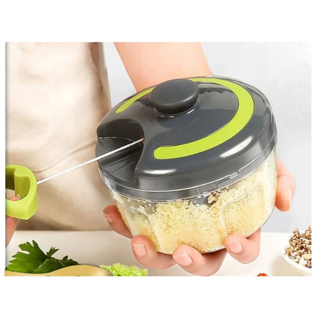 GARLIC CHOPPER MACHINE Portable Mini Manual Hand Mincer 500ml Gray With ...