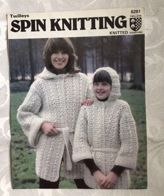 VINTAGE TWILLEYS SPIN Knitting Mother/Daughter Hoodie Knitting Pattern ...