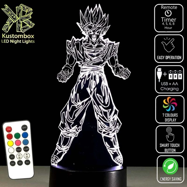 DRAGON BALL Z Goku Super Saiyan 3D Led Battery Usb Night Light 7 Colour ...