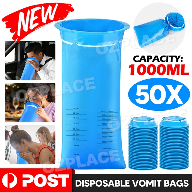 50 SICK BAGS Vomit Bags Emesis Calibrated 1 Litre Infection Control ...