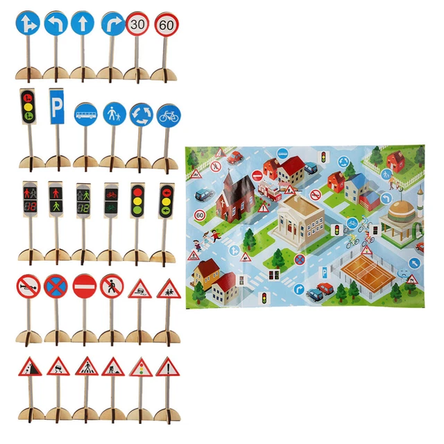 ROAD SIGNS FLASH Cards Road Signs Kids Traffic Light Toys Road Mat £17. ...