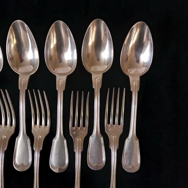 CAILARD-BAYARD: SÉRIE 6 Couverts modèle à Filet en Métal Argenté d ...