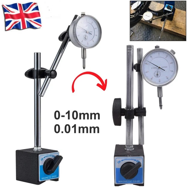 IMPERIAL DIAL TEST indicator DTI Gauge with Magnetic Base Stand Clock ...