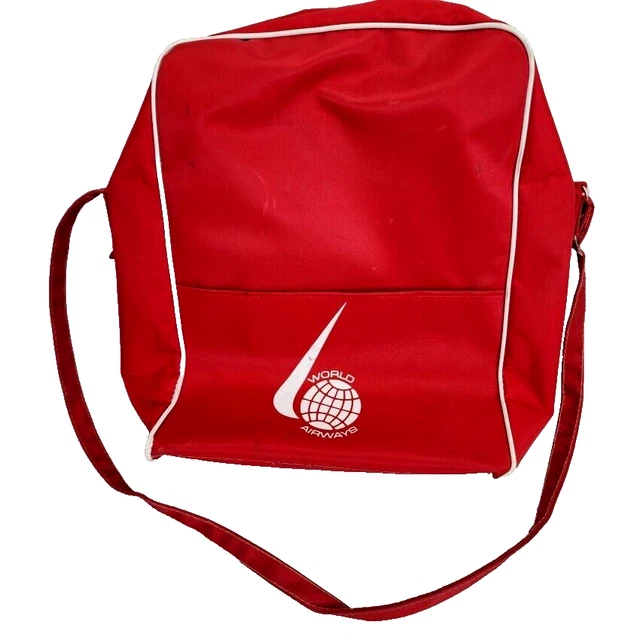 WORLD AIRWAYS AIRLINE Travel Flight Shoulder Bag Carry On 1970s Red ...