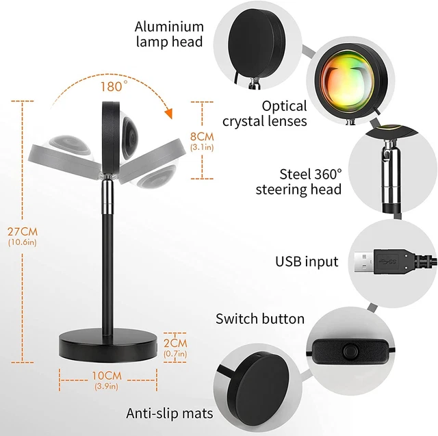 LED LAMP RAINBOW Sunset Projection Night Lights Bedroom Party ...