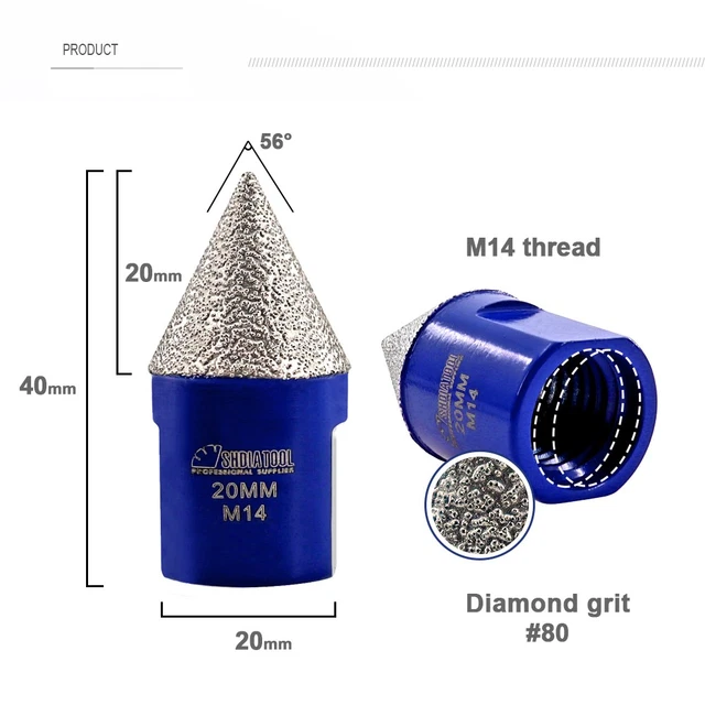20MM M14 MINI Diamond Chamfering Bit Cone Milling Porcelain Tile Marble ...