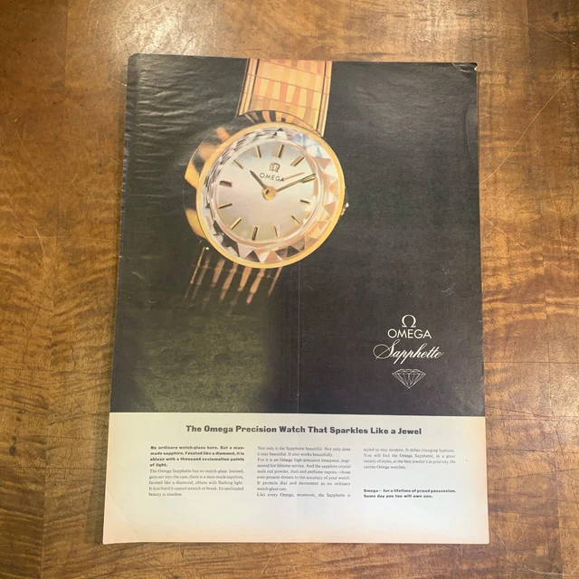 VINTAGE C.1960'S OMEGA SAPPHETTE SWISS WATCH MAGAZINE ADVERTISEMENT EUR ...