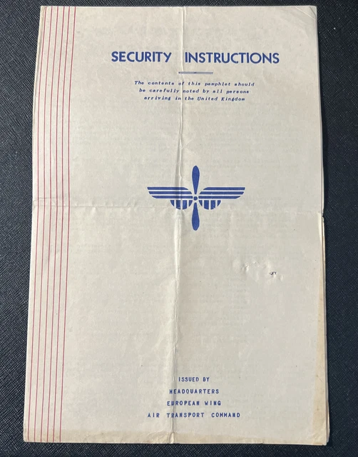 WW2 ARMY AIR CORPS Safety Instructions Pamphlet From UK European Wing ...