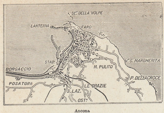 G7045 ANCONA - Carte D'Époque - 1925 Vintage Map EUR 6,90 - PicClick FR