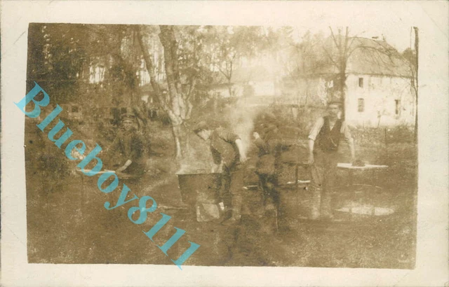 WW1 GERMAN SOLDIERS Cooking in big Cauldrons Real Photo unposted £18.88 ...