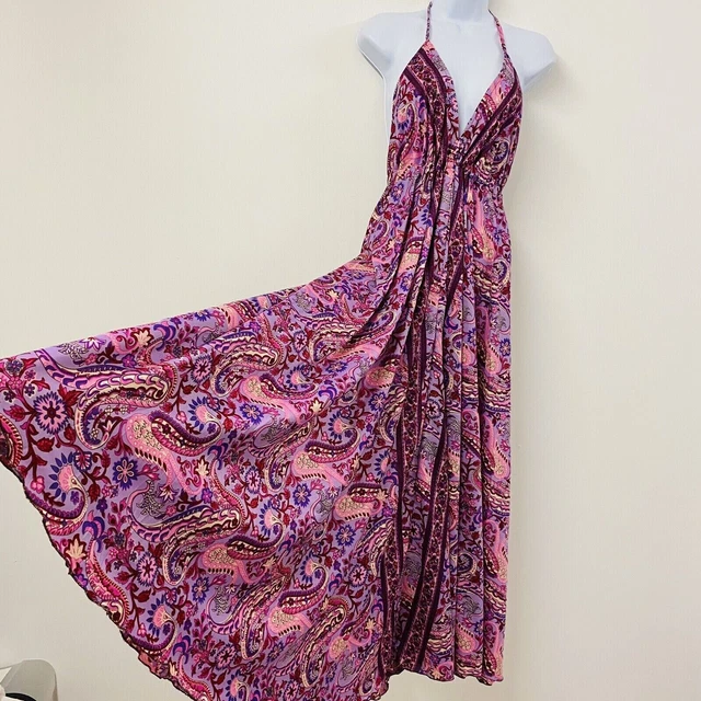 5 PC WOMEN Evening Summer Dress Indian Sari Silk Long Maxi Bohemian ...