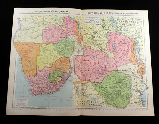 WW2 MAP OF Rhodesia British South Africa Nyasaland Wartime War ...