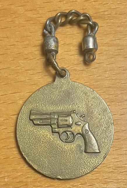 EARLY BRONZE BRASS Smith & Wesson SW Double Sided Revolver Gun Fob £40. ...
