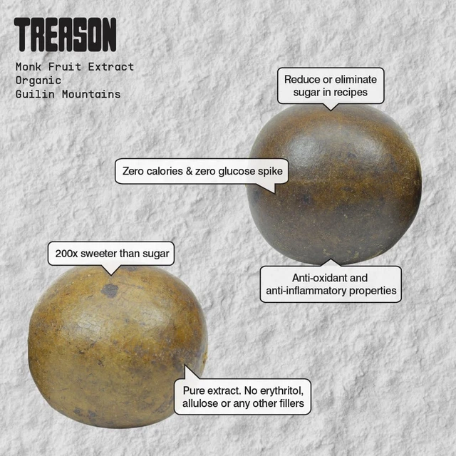 TREASON, 100% MONK Fruit Extract Sweetener, without Erythritol or ...