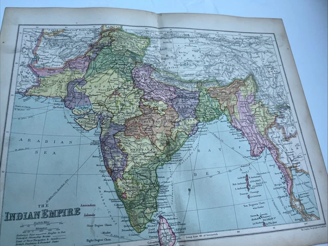 1910: MAP OF The Indian Empire Political Railway PSA #29 Vintage Print ...