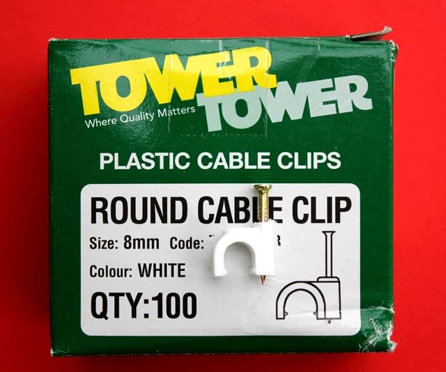 TOWER 8MM TELEPHONE,ALARM & Electrical Cable Clips (Pack of 100) in ...