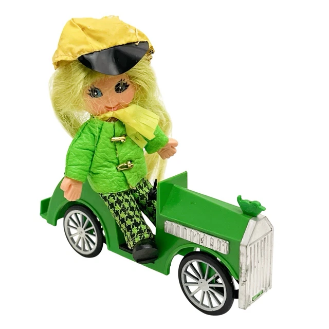 VINTAGE IDEAL FLATSY Doll RALLY with Green Car 1969 Retro Mid Century ...