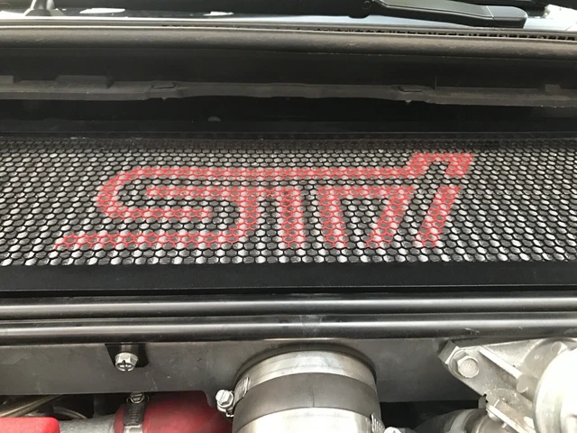 08-21 SUBARU WRX STi Intercooler Guard, Gloss Red Logo, OEM TMIC $150. ...