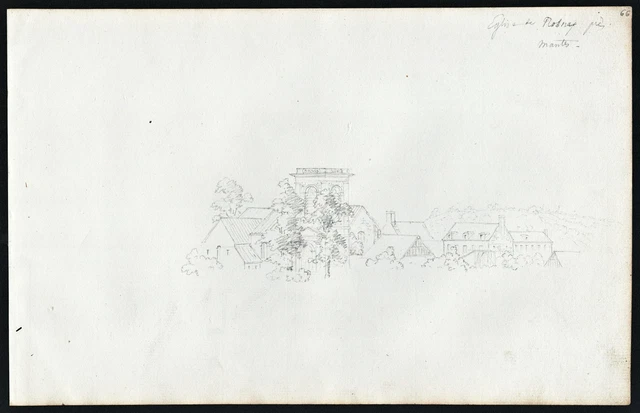 ROSNY-SUR-SEINE EGLISE YVELINES Ile-de-France drawing dessin Zeichnung ...