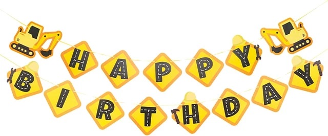 BAGGER HAPPY BIRTHDAY Girlande Banner, Baustelle Geburtstag Deko ...