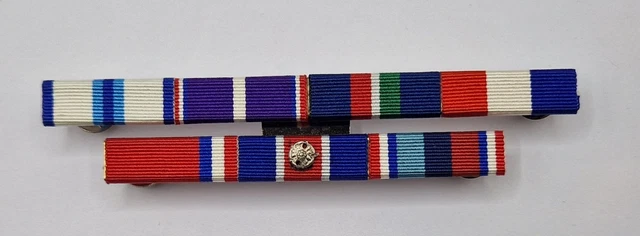 POST WW2 BRITISH Army Medal Ribbon Bar 7 Medals 1 With Rosette £9.99 ...