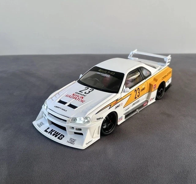 NISSAN R34 GT-R Skyline Jdm 1:18 Diecast Model Car Collectible Liberty ...