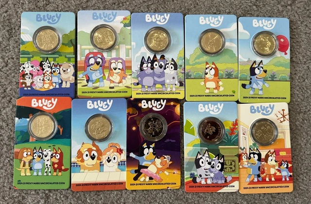 2024 BLUEY $1 Dollar Bluey Bucks Privy Mark Coin Card Set of 10 $335.78 ...