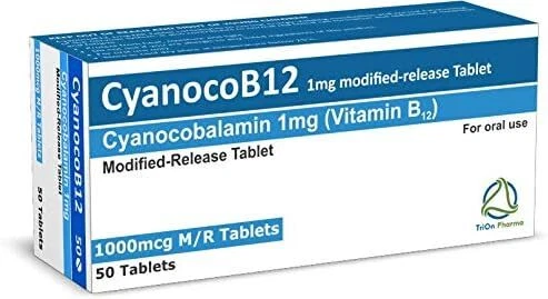 VITAMIN B12 CYANOCOBALAMIN High Strength 1000 mcg (1mg) Modified ...