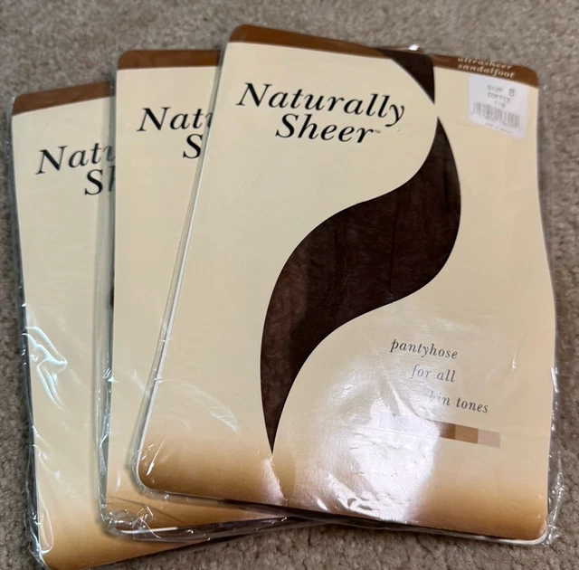VINTAGE PANTYHOSE NATURALLY Sheer Coffee Size B 3 Pair Lot New Set 1 £ ...