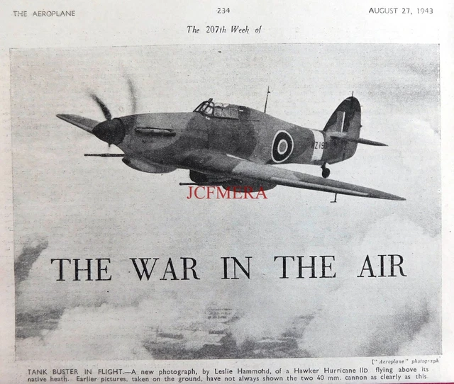 Hawker Hurricane Iid Tank Buster Aircraft Original Ww2 Photo Print