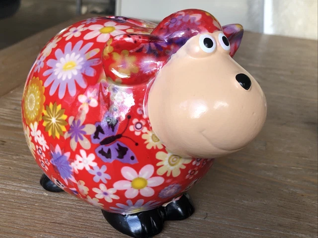 POMME PIDOU CERAMIC 7” Giselle The Sheep Money Box Coin Bank Red w ...