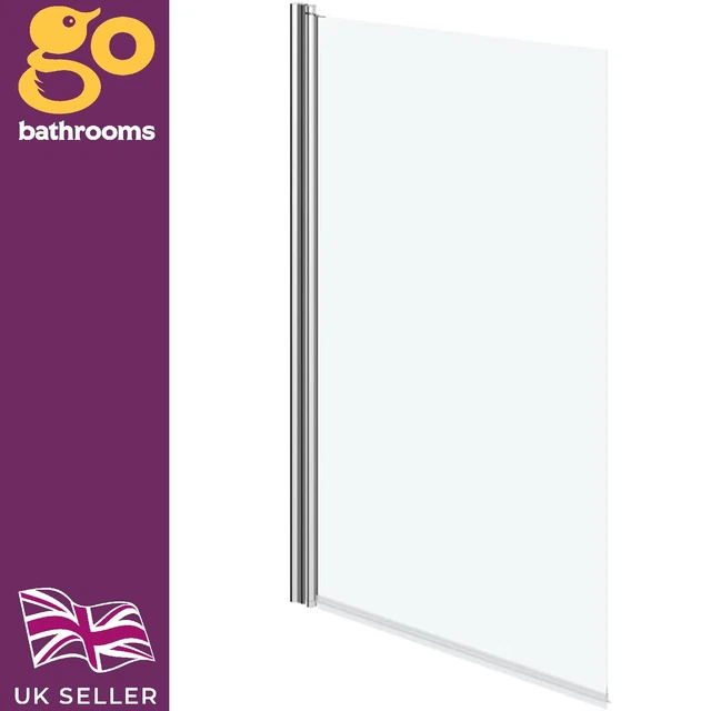 600MM BATH SCREEN Frameless Over Bath Shower 6mm Screen Easy Clean ...