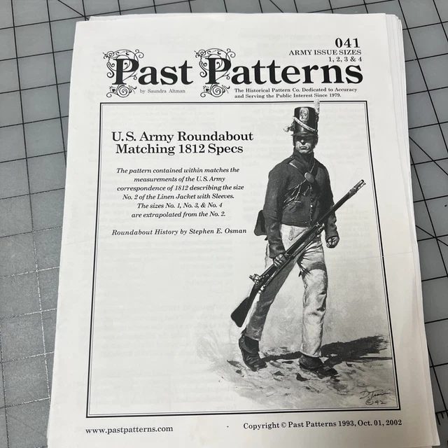 PAST PATTERNS #041 "U.S. Army Roundabout Matching 1812 Specs", New ...