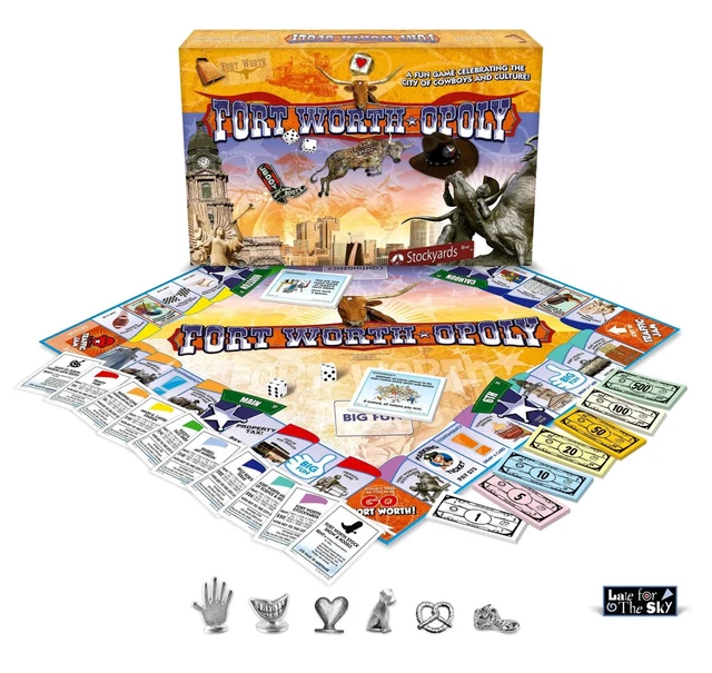 FORT WORTH OPOLY MONOPOLY Board Game Oak Cliff DFW Texas Dallas Cowtown ...