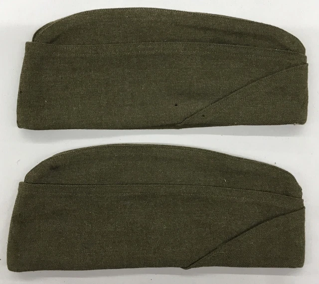 WWII, U.S. ARMY Green Garrison Caps T6011, Size 7 1/8” (Lot Of 2) c5 £ ...