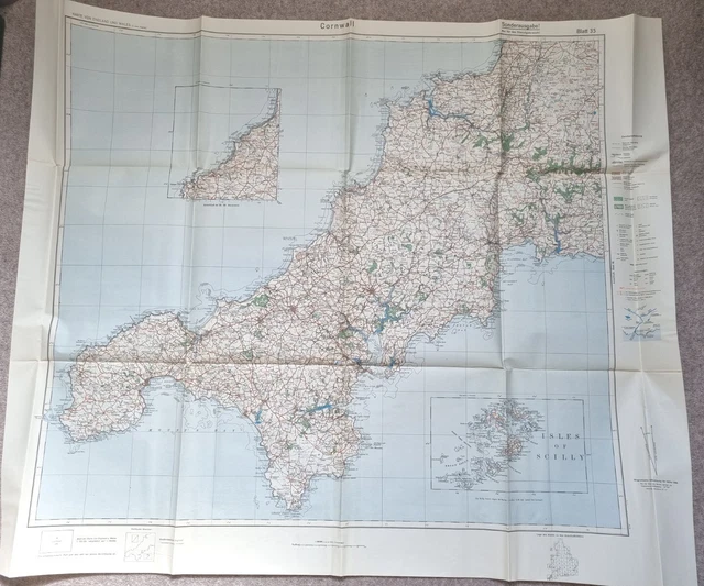 ORIGINAL WW2 GERMAN INVASION / AIRFORCE MAP Of CORNWALL 1938 £29.99 ...