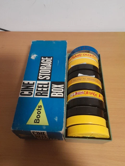 CINE REEL STORAGE Box With 12 X 8mm Home Movie Reels £17.00 - PicClick UK