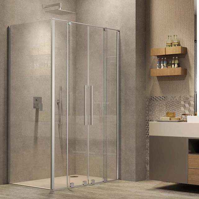 BOX DOCCIA ANGOLARE 4 Ante Porta Scorrevole Vetro temprato 8 mm da 120 ...