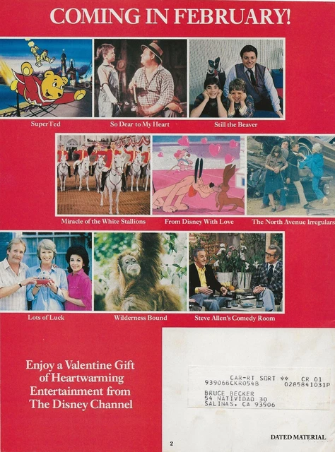 DISNEY CHANNEL MAGAZINE-JANUARY 1985-Black Arrow-Treasure Island-Tim ...