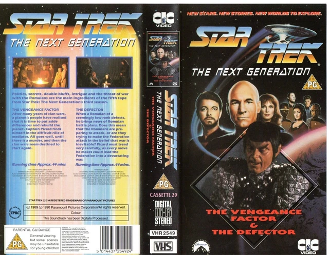 STAR TREK TNG Next Gen Season 3 VHS Video Tape Cover Cassette 29 £0.49 ...