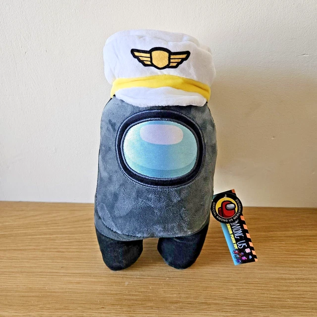 AMONG US CREWMATE With Pilot / Captain Hat Soft Plush Toy Black Gamer ...