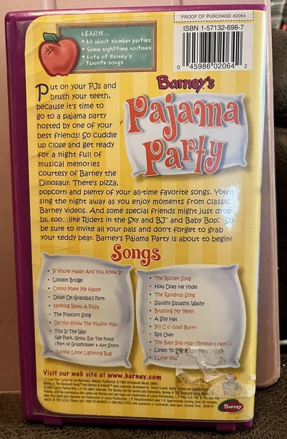 BARNEY & FRIENDS Pyjama Party VHS bande vidéo chantant le long de ...