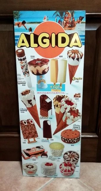 ICE CREAM TABLE algida 1985 sign metal ice cream lire advertising plate ...